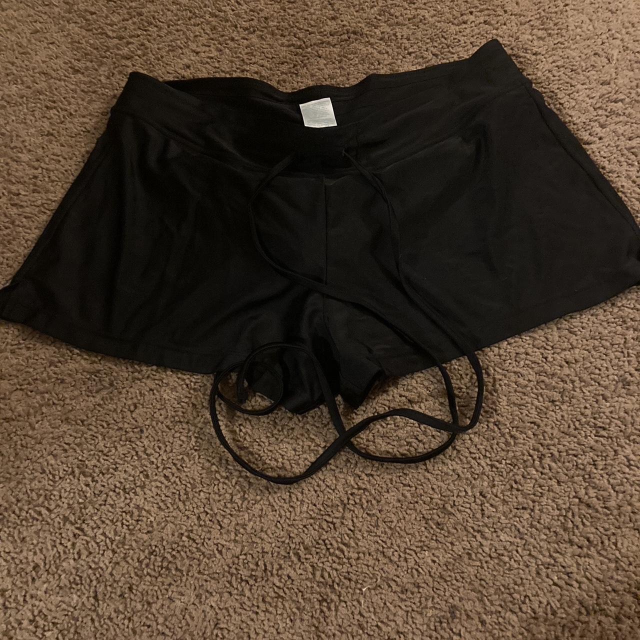 Black drawstring shorts. Women’s medium, great... - Depop