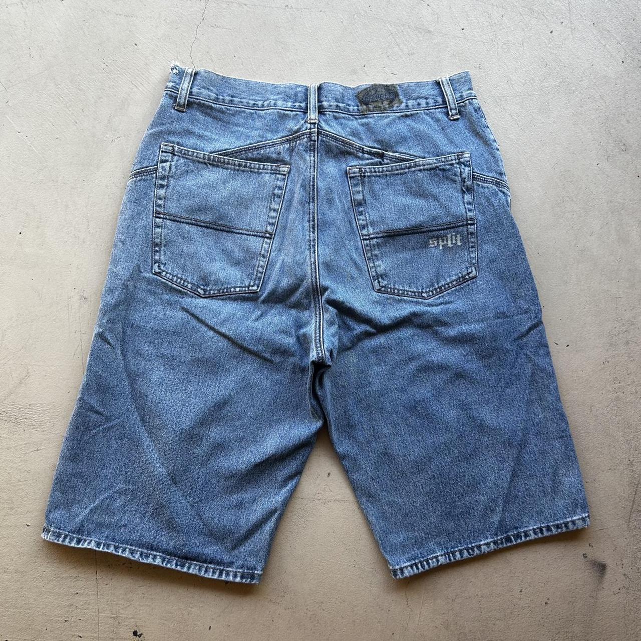 Y2K split jorts size : 32 clean wash crazy... - Depop