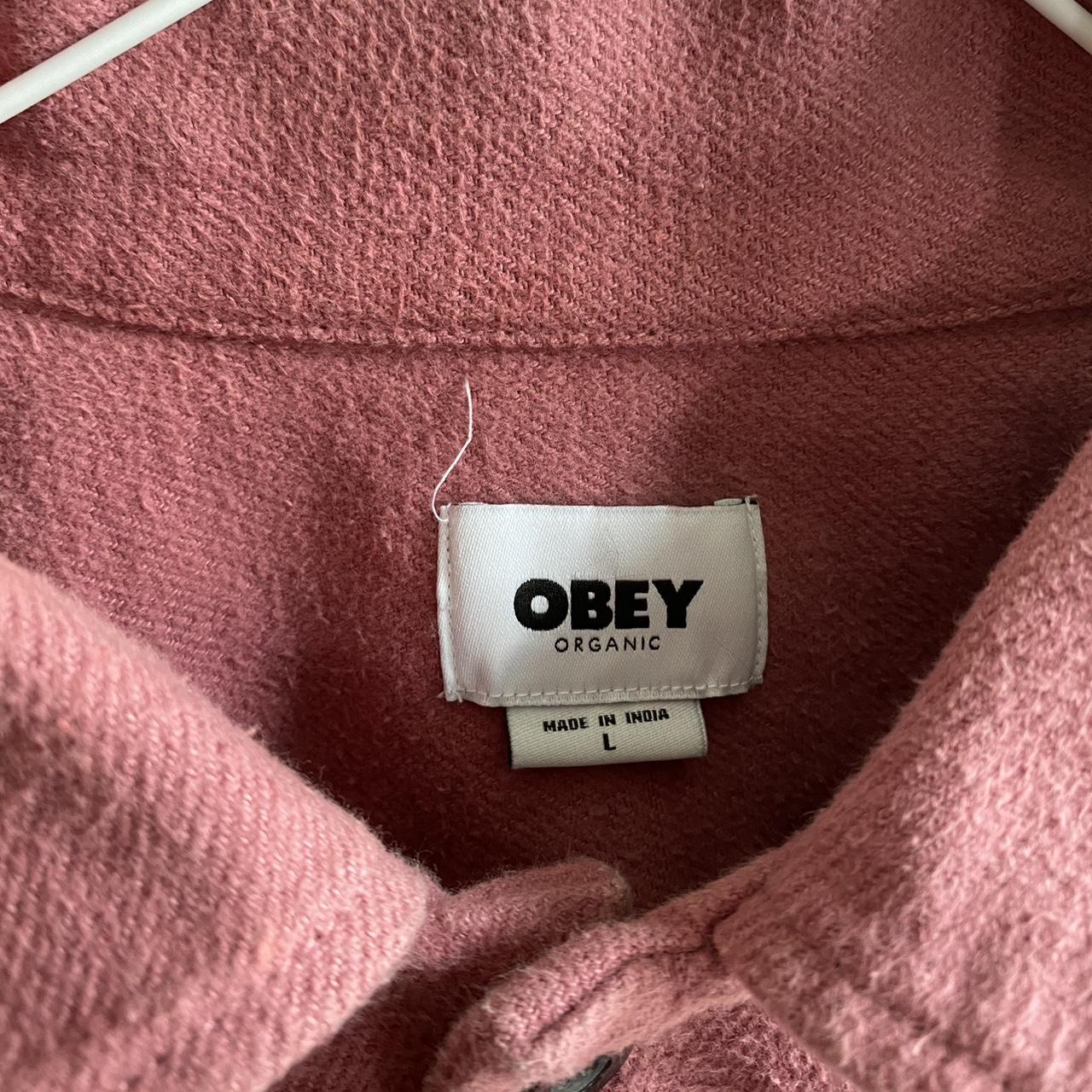 Obey washed pink organic heavy cotton jacket shirt - Depop