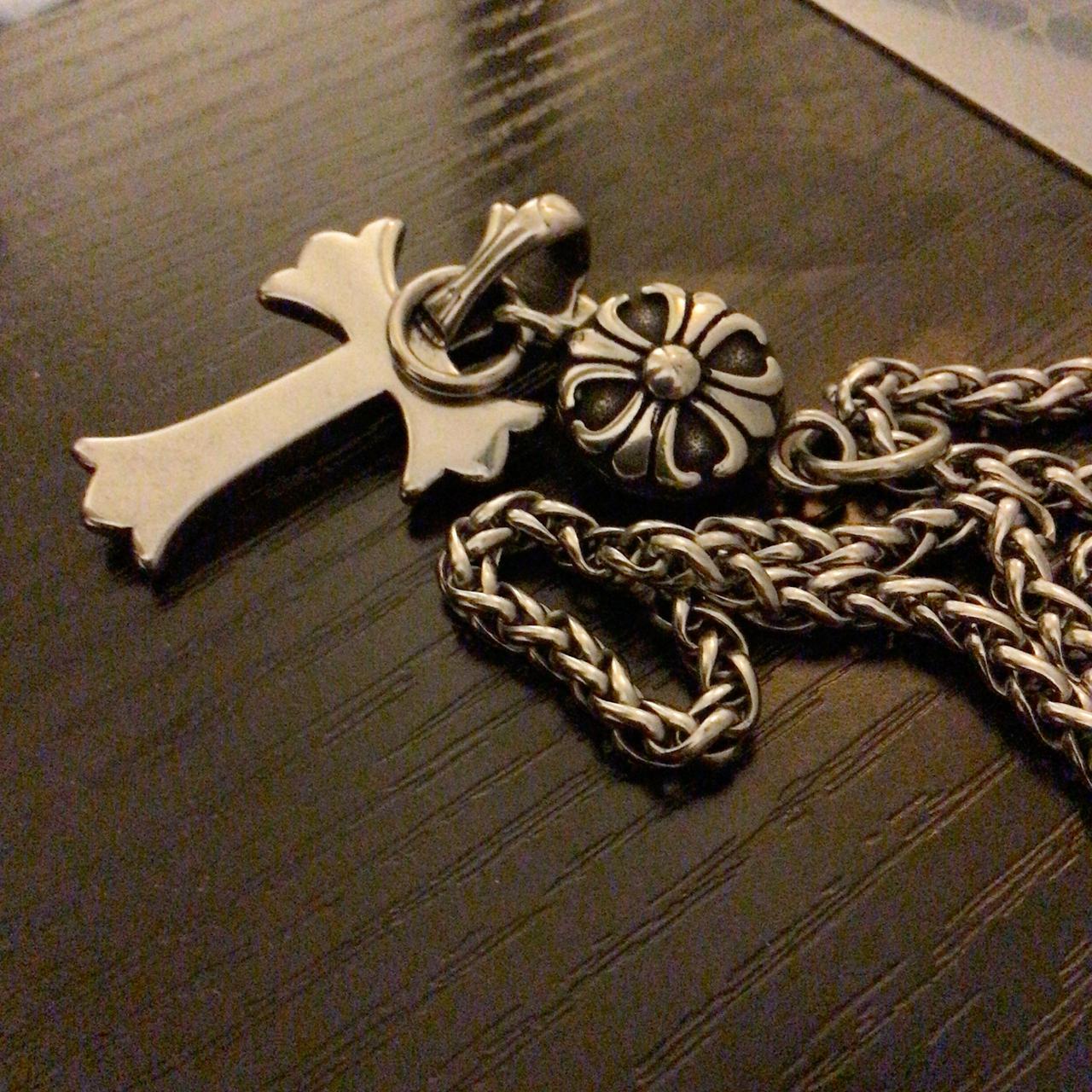 chrome hearts 18CM cross chain (rep) (real silver)... - Depop