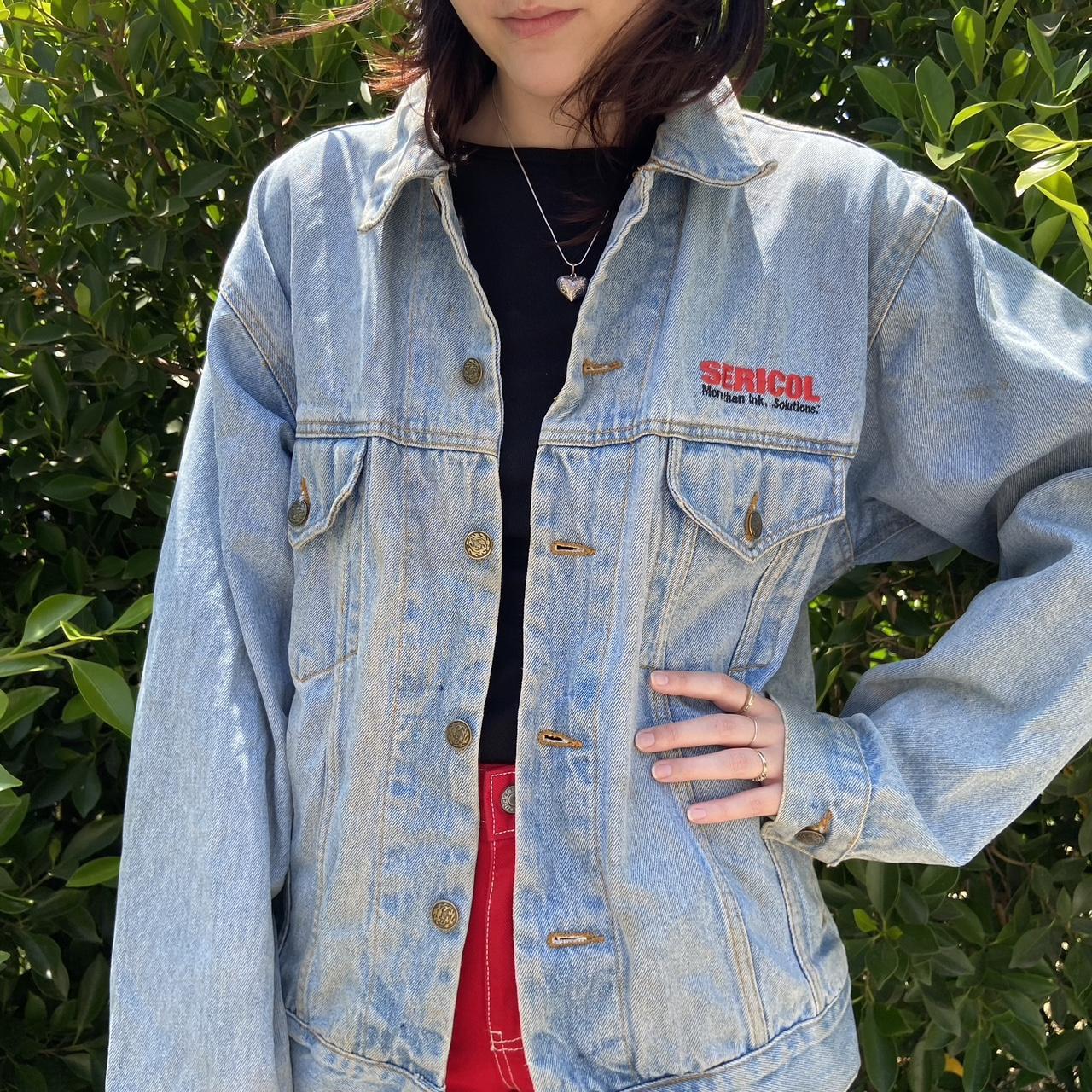 Vintage 80s workwear denim jacket Size... - Depop