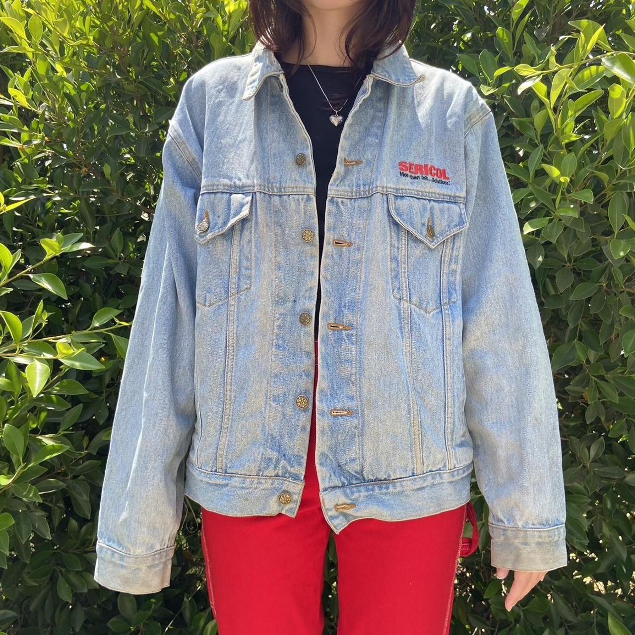 Vintage 80s workwear denim jacket Size... - Depop
