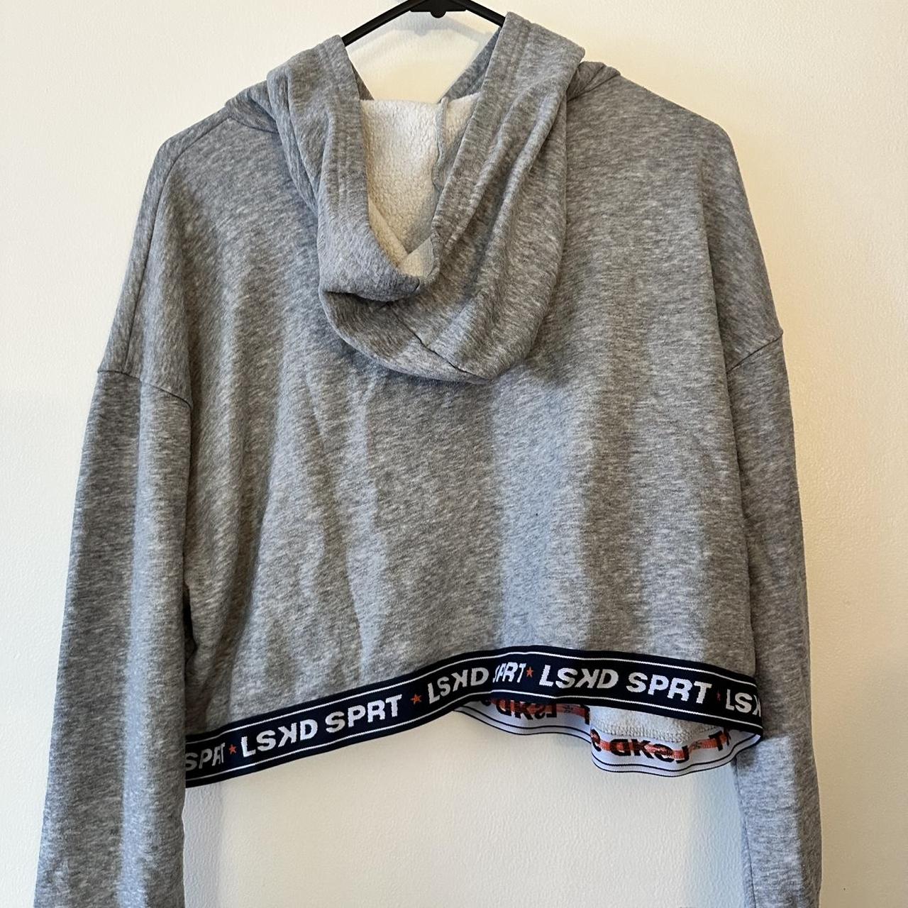 LSKD crop hoodie Grey with elastic banded... | Depop