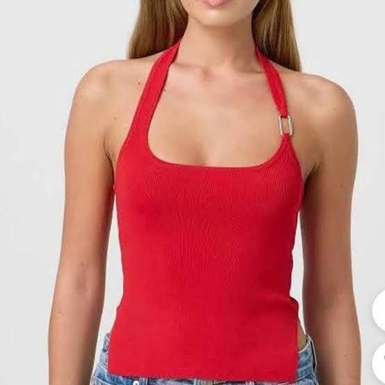 glassons Red halter neck knit top only tried... | Depop