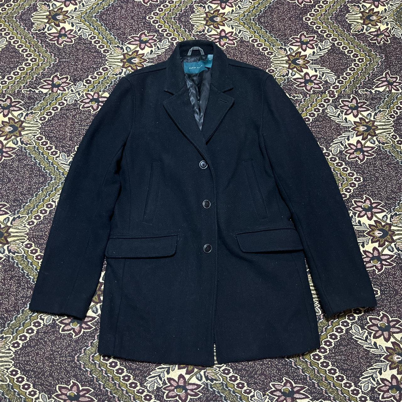 Small Black Perry Ellis Overcoat/Trench coat. Bought... - Depop