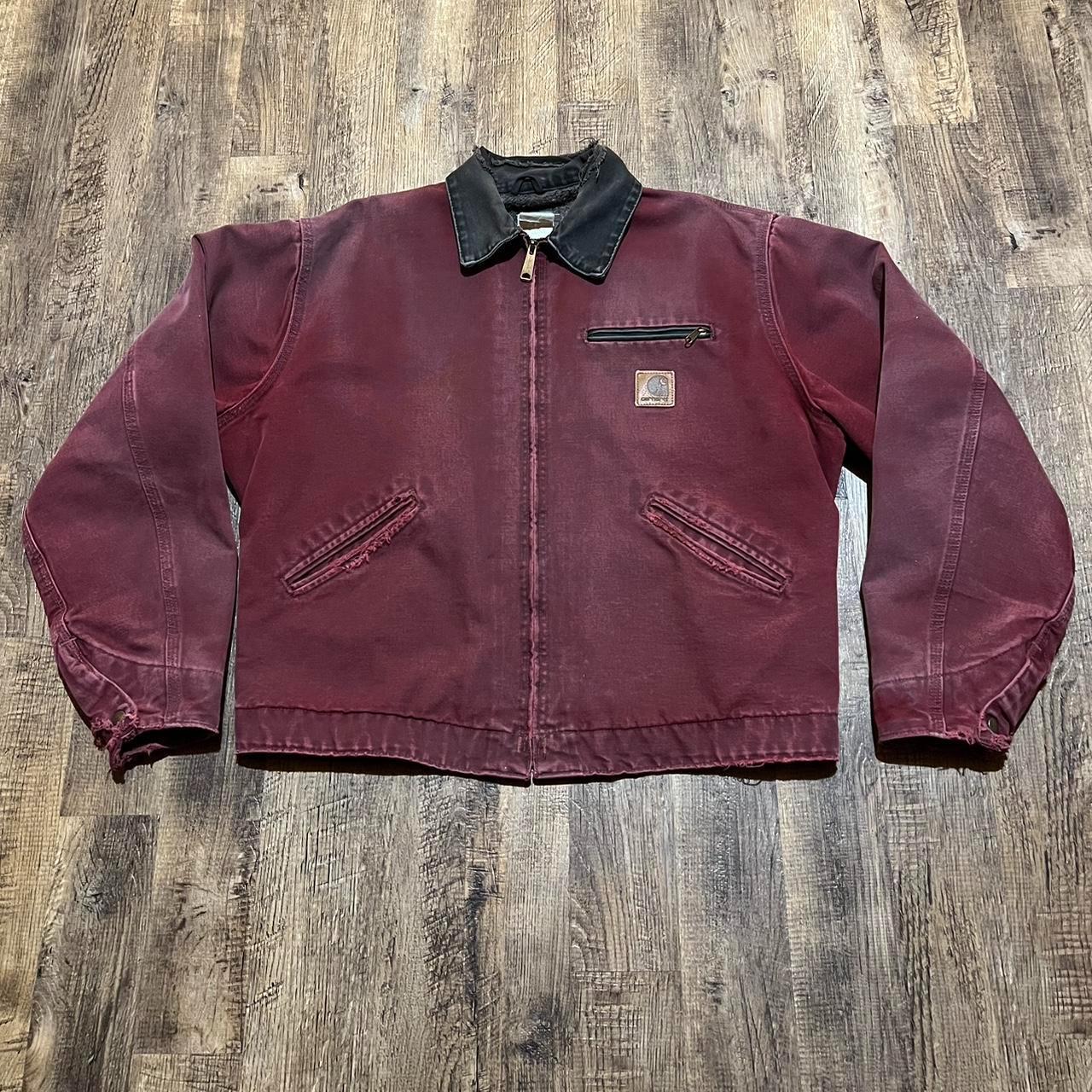 Vintage Carhartt Detroit jacket rare crimson color... - Depop