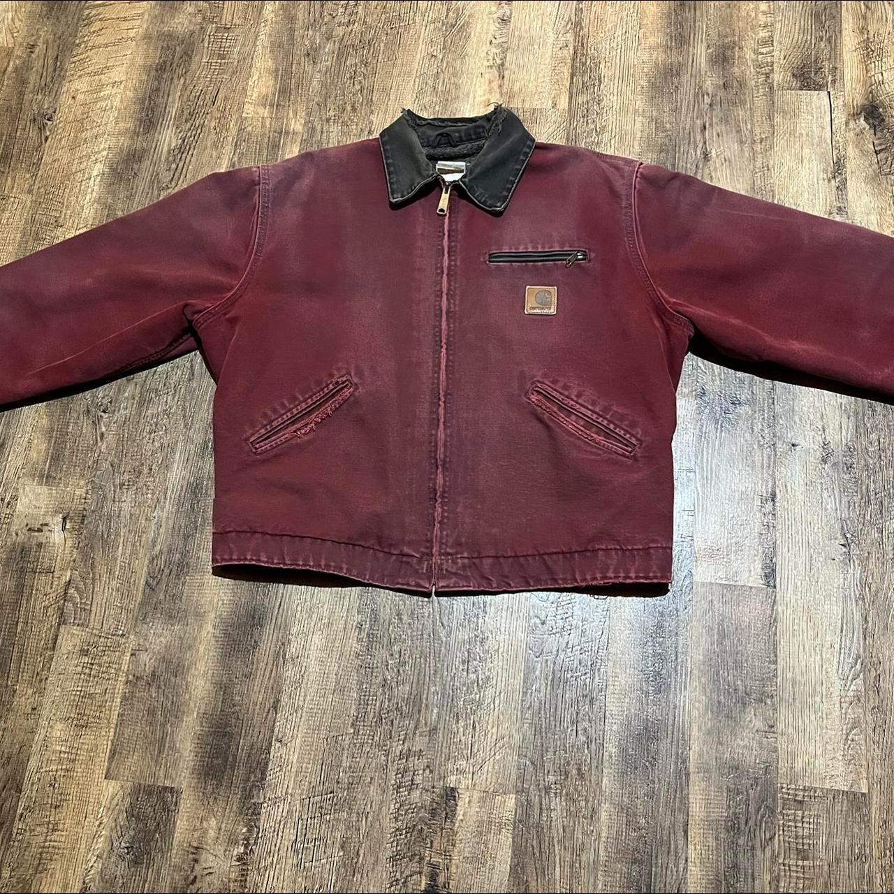 Vintage Carhartt Detroit jacket rare crimson color... - Depop