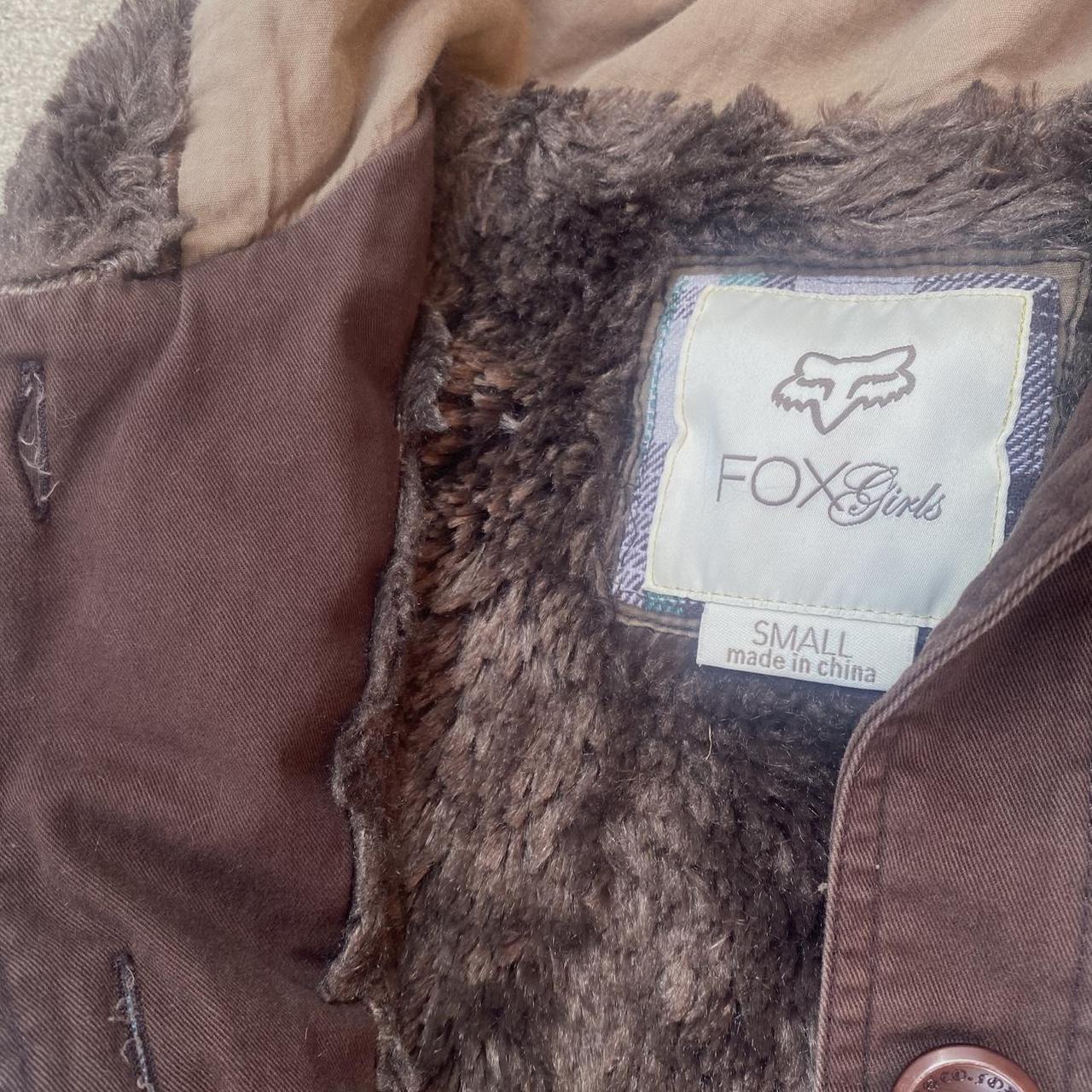 y2k fox racing fur jacket . cute for winter and... - Depop