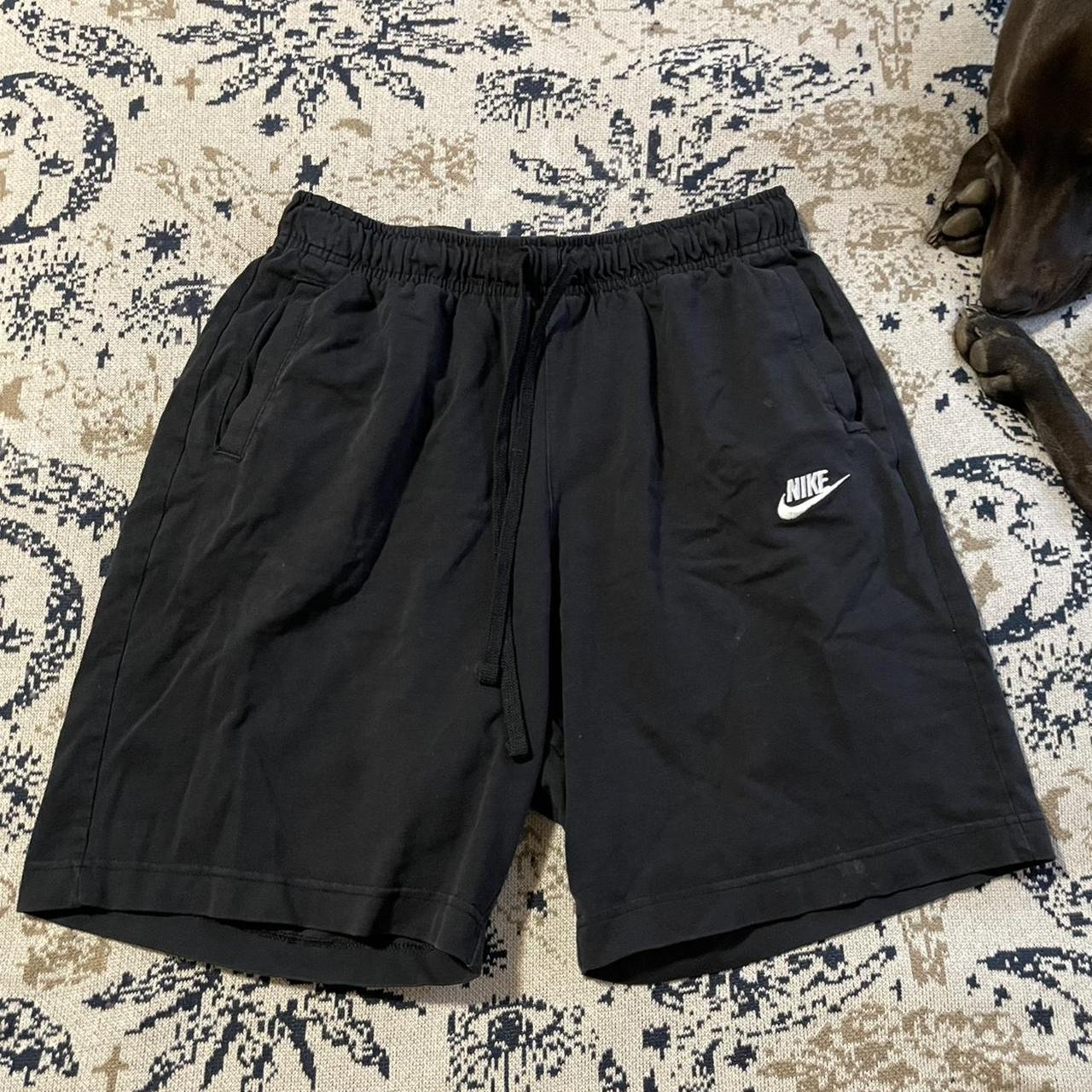 Black nike cotton shorts with back pockets and front... | Depop