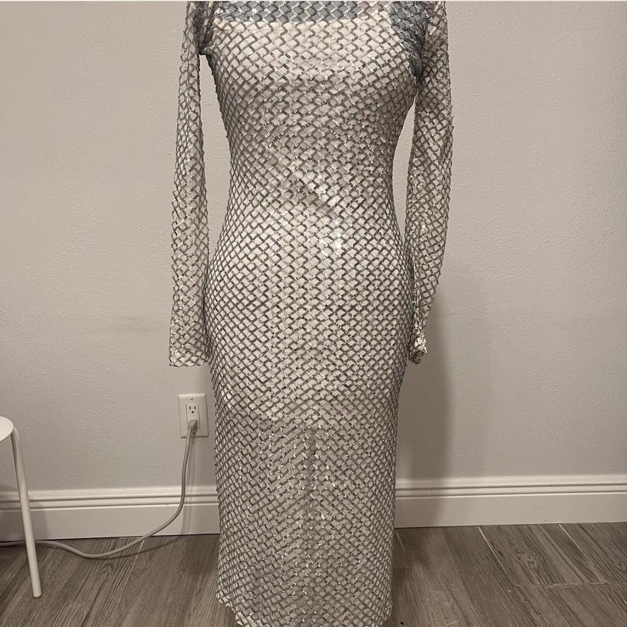 Silver chainmail dress with a touch of glamour... | Depop