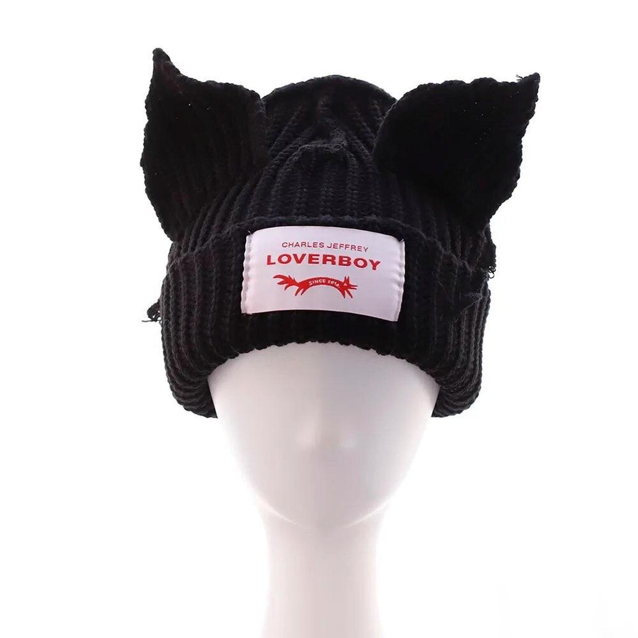 Loverboy Cat Ear Knit Hat solid Warm Pig Ear Woolen... - Depop