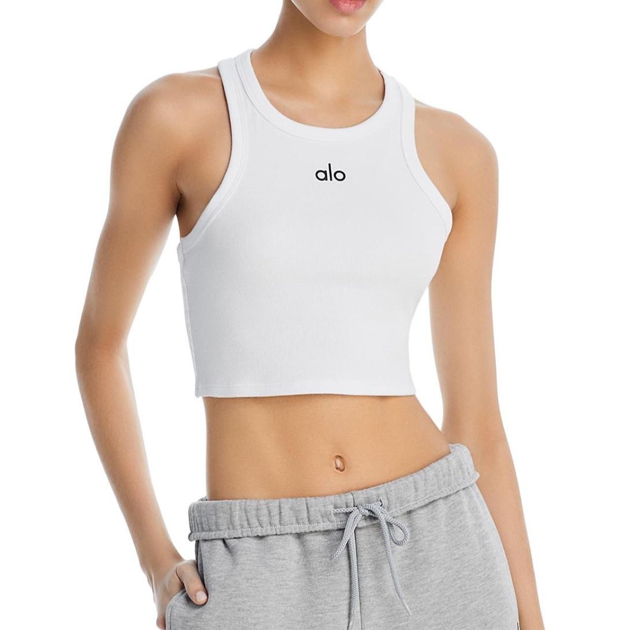 alo white aspire tank size S brand new w tags🫧🫧 #alo... - Depop