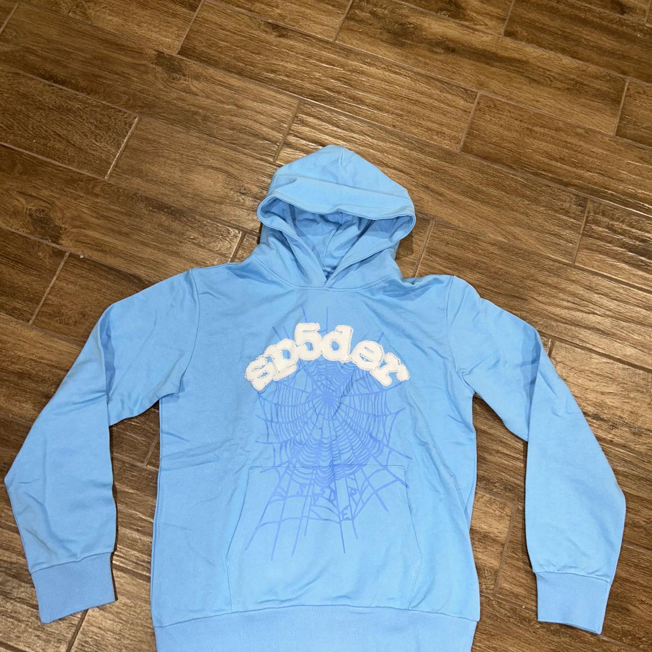 spider baby blue hoodie size medium brand new dm for... - Depop
