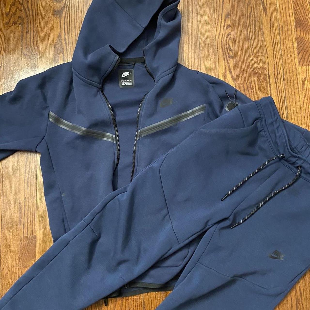 Navy Blue Nike Tech Fleece Tracksuit (Hoodie Alone... - Depop