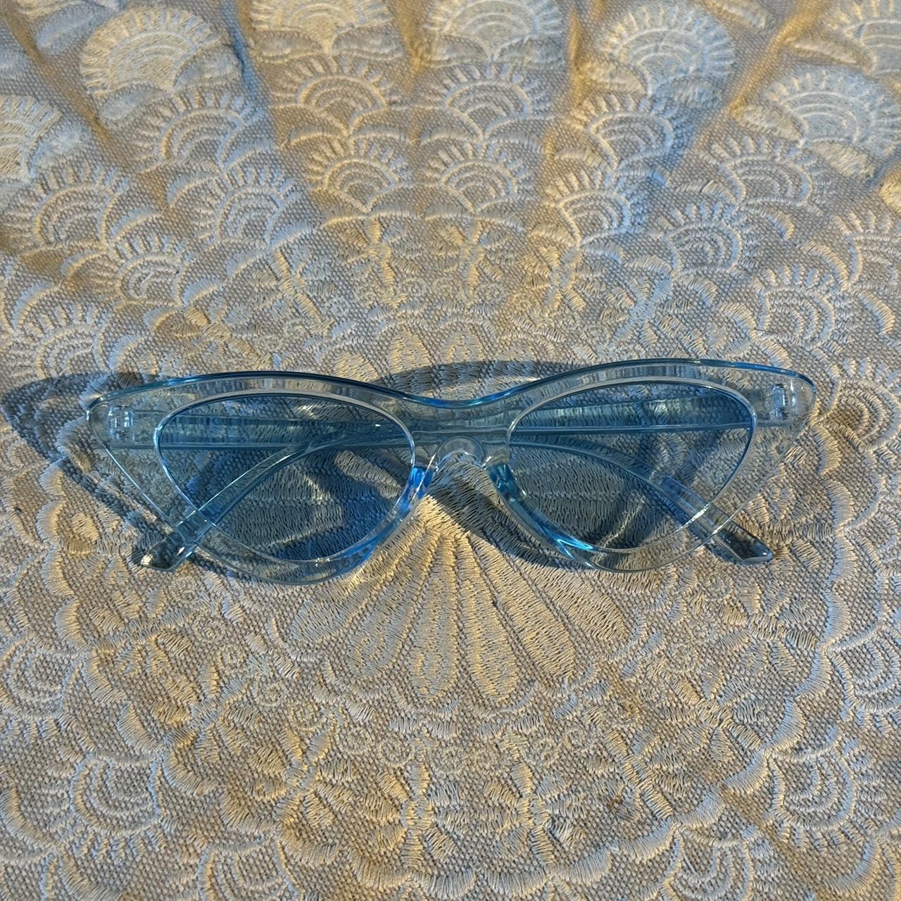 Blue cat eye sunglasses with a retro vibe #y2k #retro - Depop