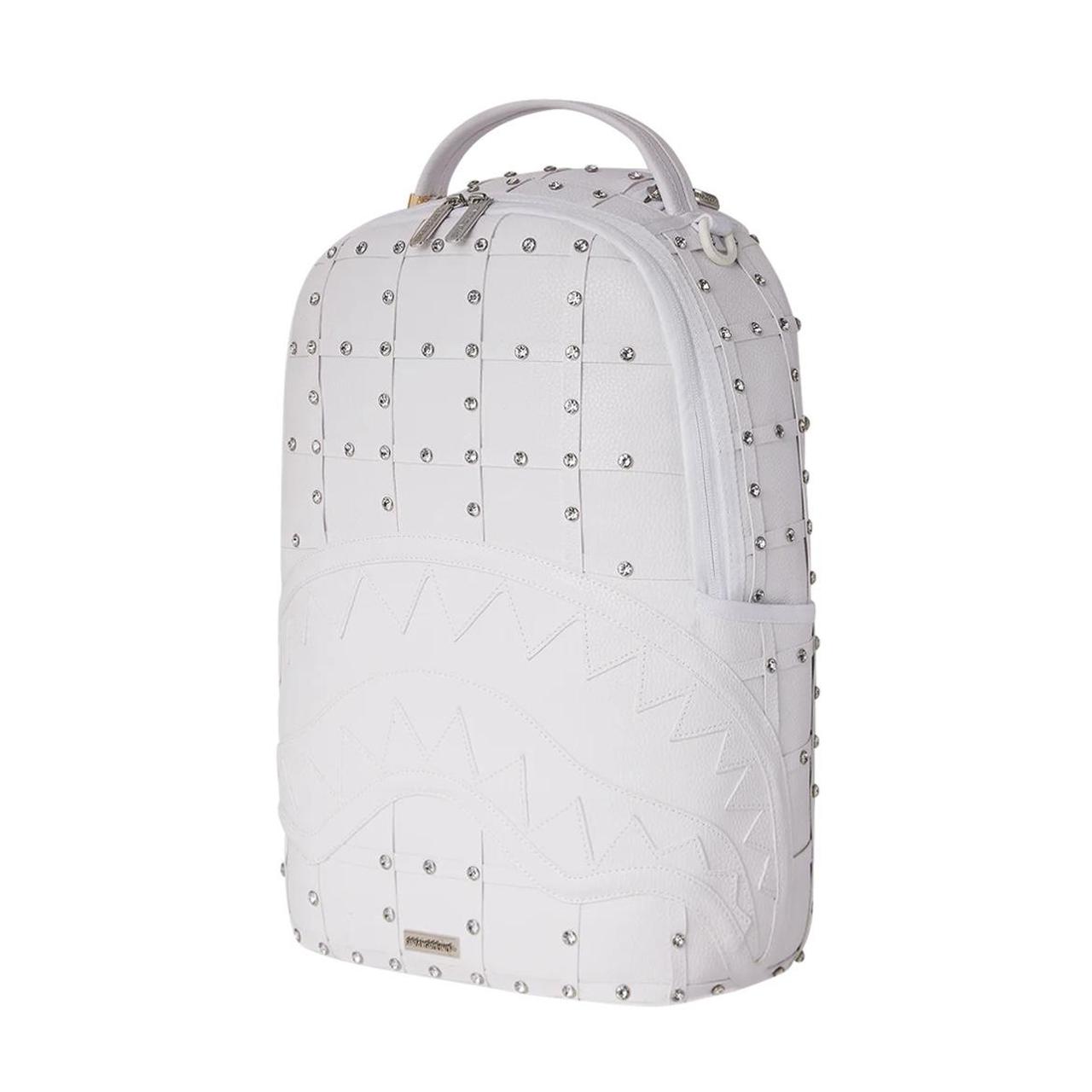 sprayground White studded backpack with silver... - Depop