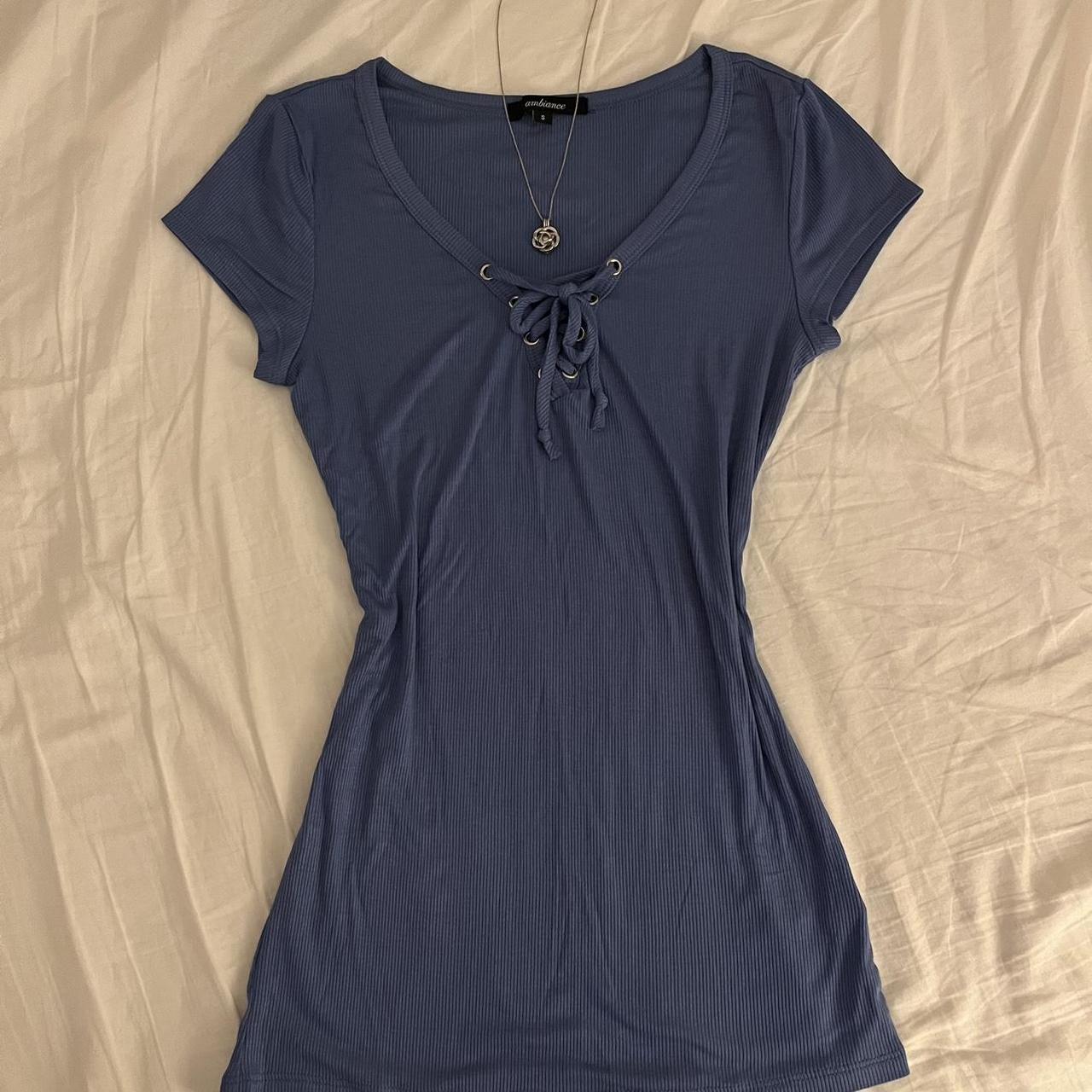 💙 ️Dainty soft blue top!! So cute and comfy except... - Depop