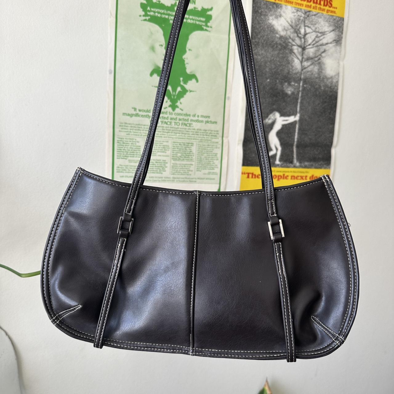 dark brown shoulder handbag