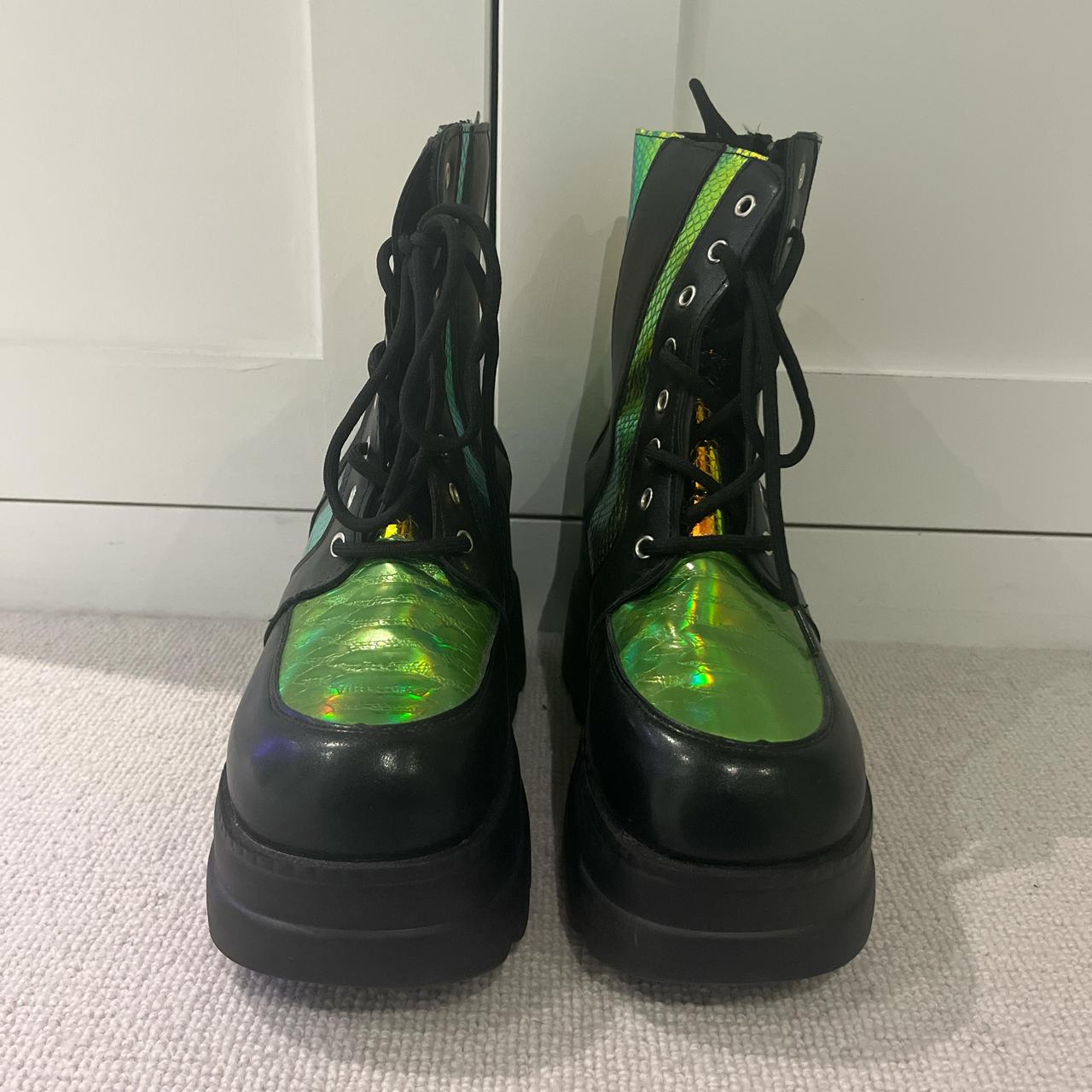 chunky platform iridescent boots - Depop