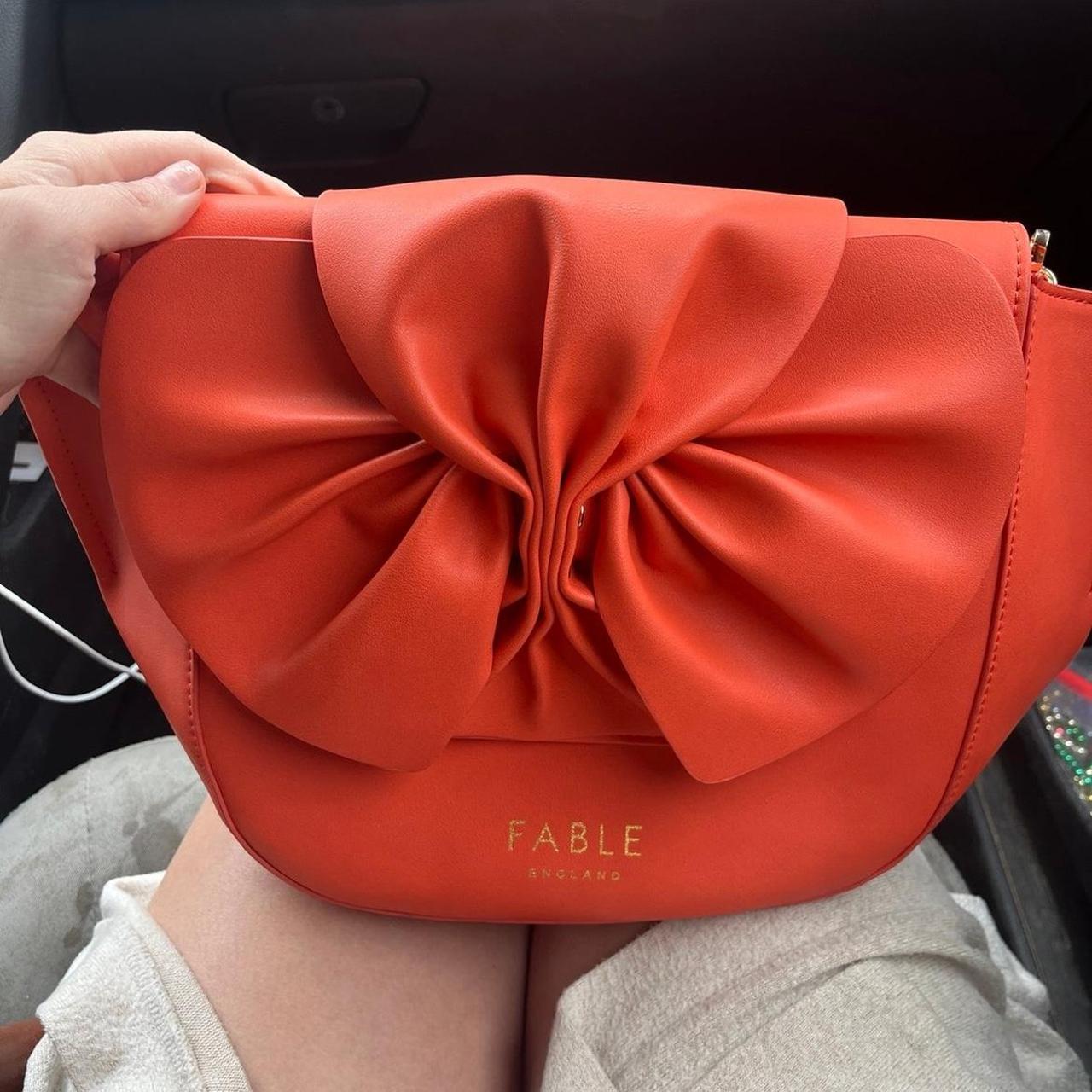 Fable England orange faux leather bow purse - Depop