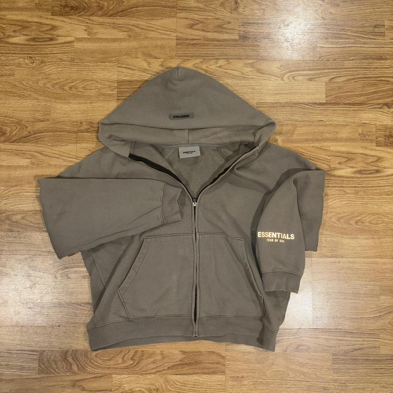 Khaki Essentials zip up hoodie Only worn a few... - Depop