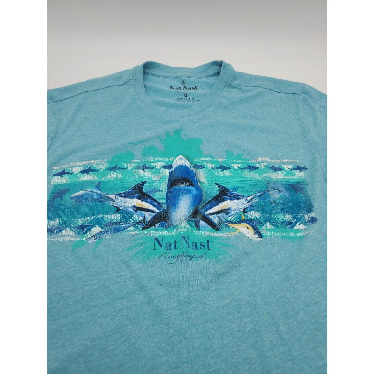 NAT NAST SHIRT MENS MEDIUM BLUE SHARK... - Depop