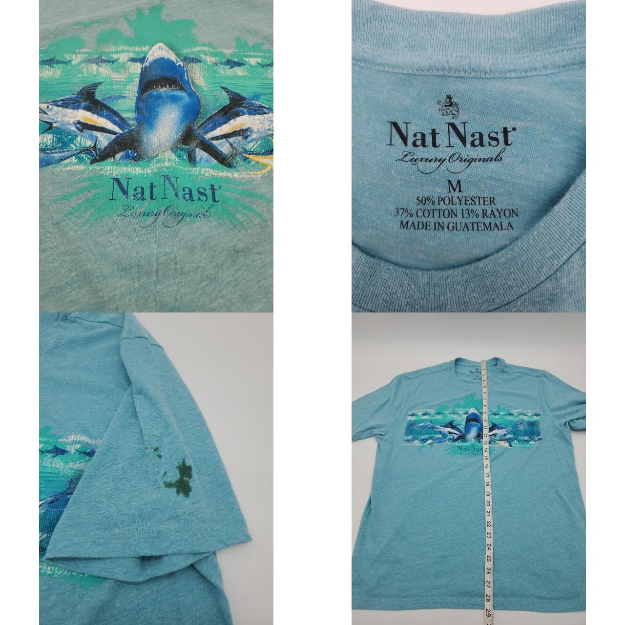 NAT NAST SHIRT MENS MEDIUM BLUE SHARK... - Depop