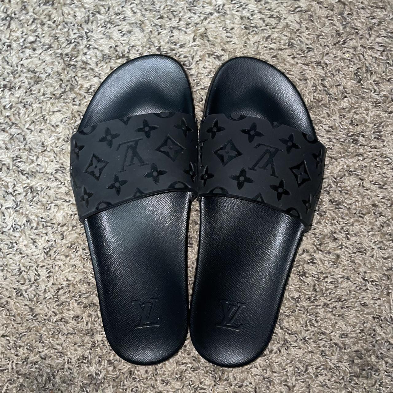 Louis Vuitton slides Only worn a few times Size 10 - Depop