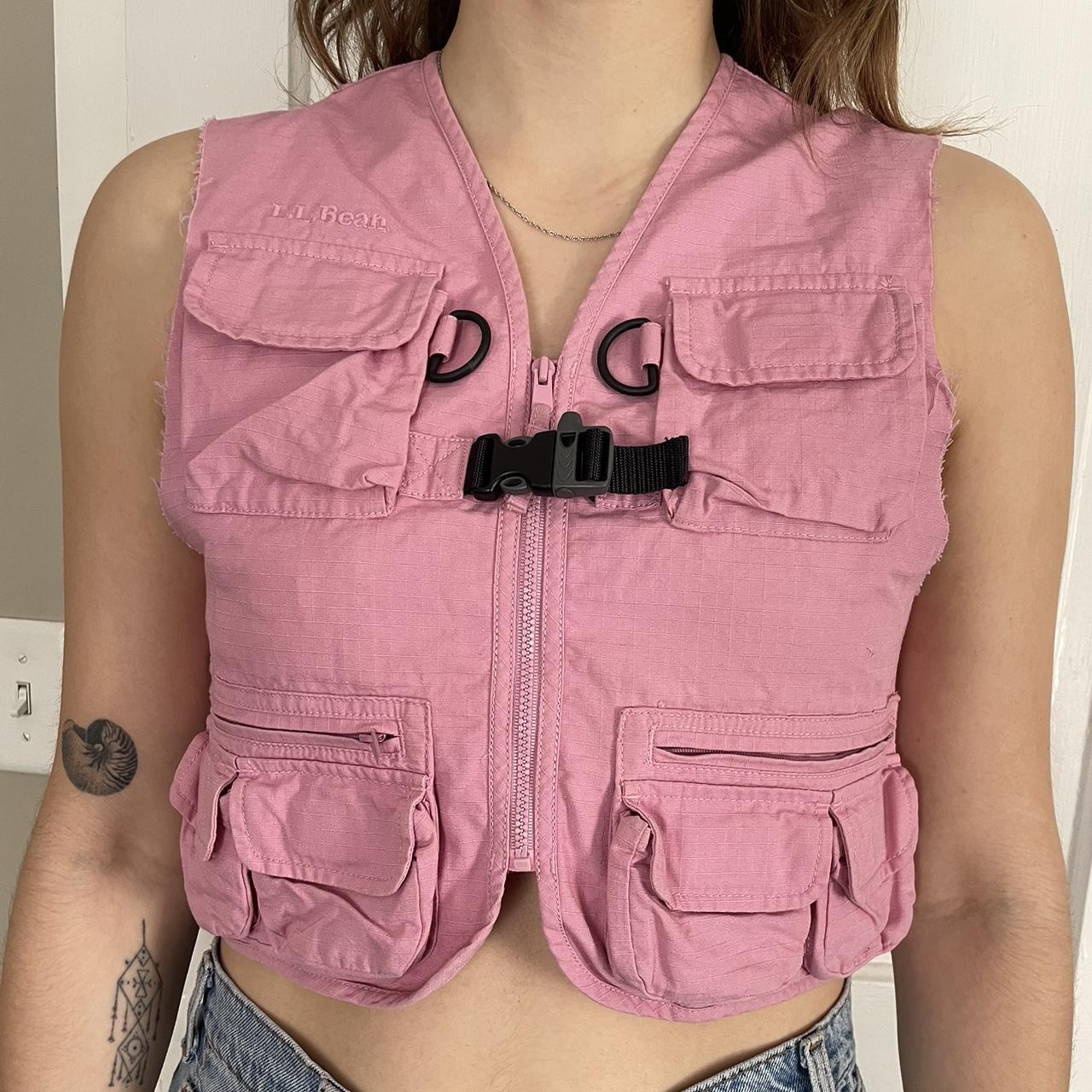 cropped pink LL Bean fishing vest 🫢💕 size kids M... - Depop