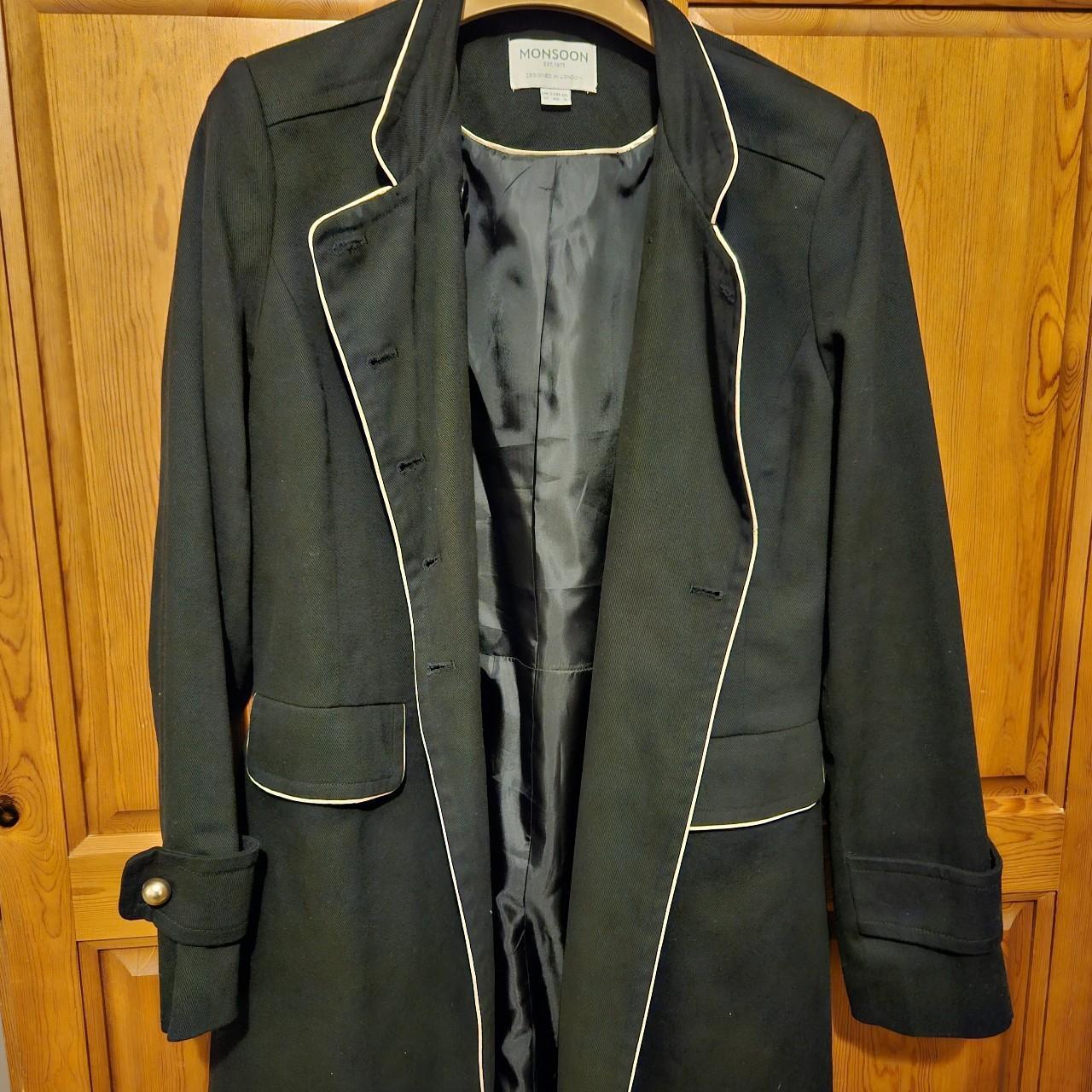 Long dark green/olive Monsoon coat UK size 12 #Monsoon - Depop