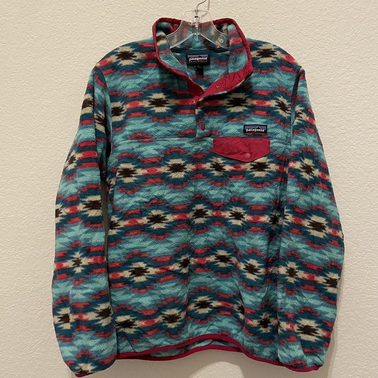 Patagonia Synchilla Aztec fleece in blue and red... - Depop
