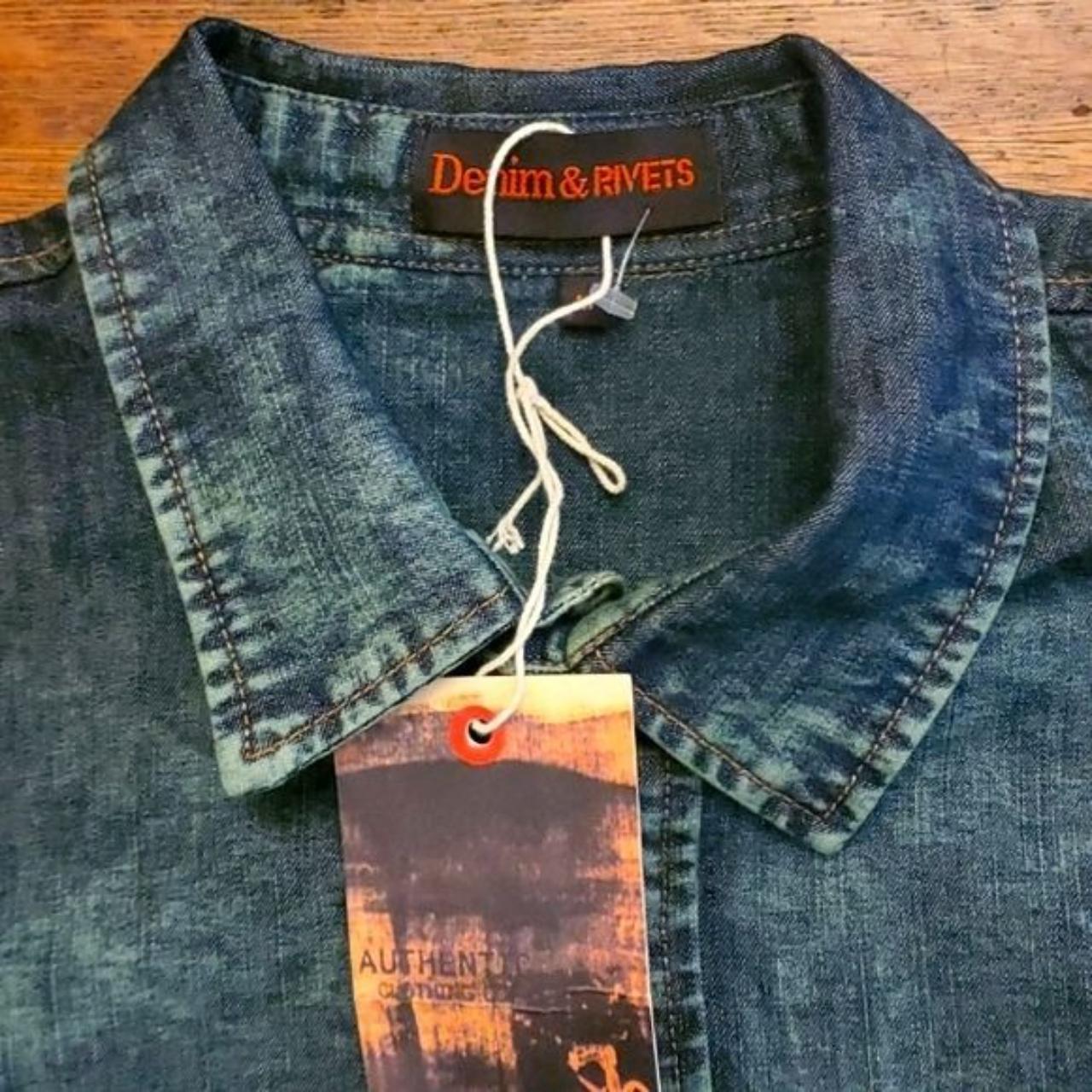 Denim & Rivets Distressed Denim Shirt Bleach... - Depop