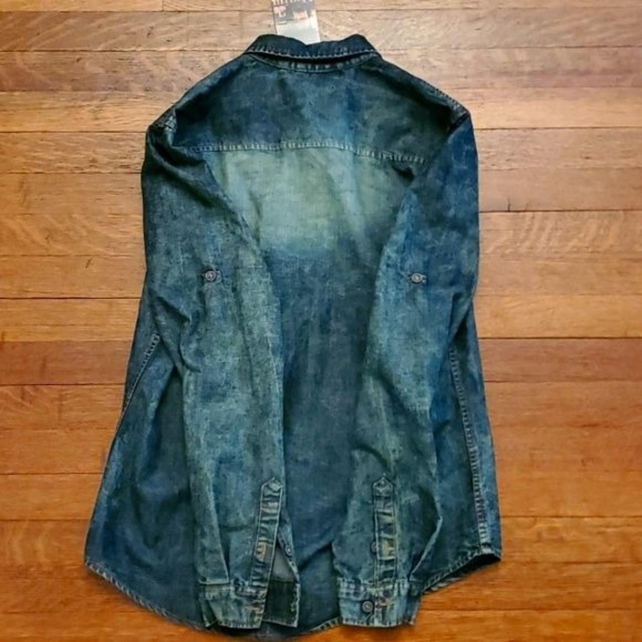 Denim & Rivets Distressed Denim Shirt Bleach... - Depop
