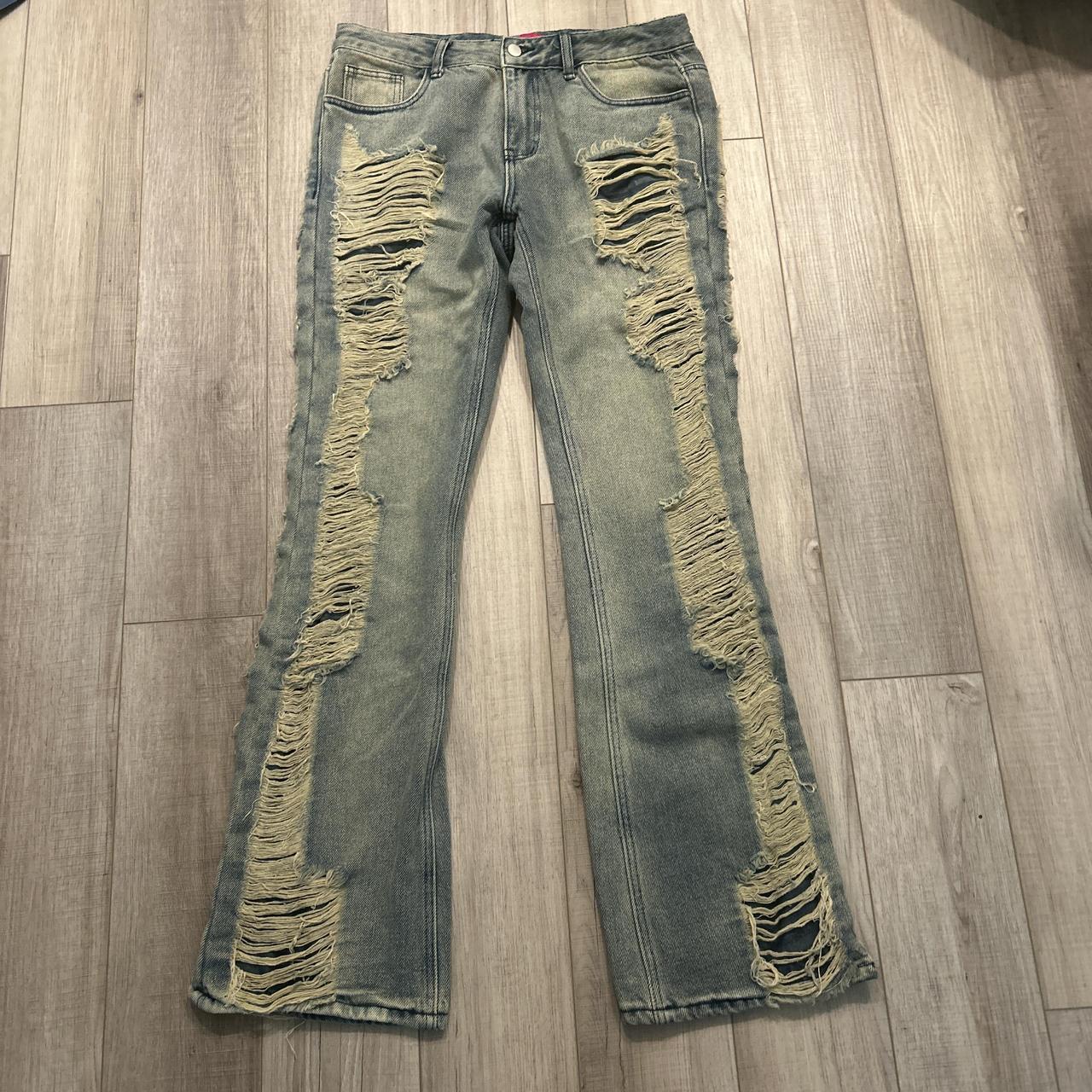 Brand New stacked ripped jeans size 36 by 42 in... - Depop