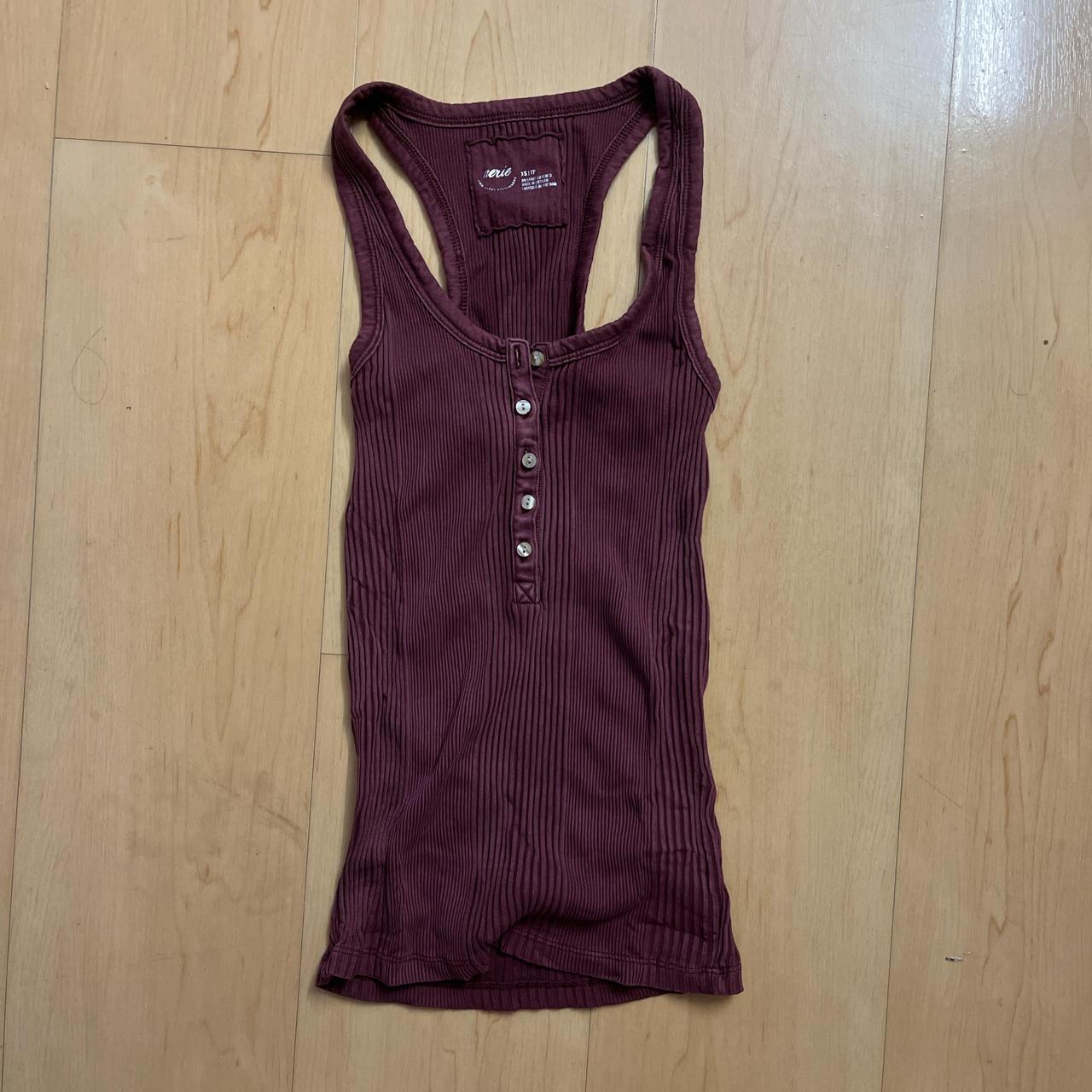 Aerie maroon ribbed tank top, long - Depop