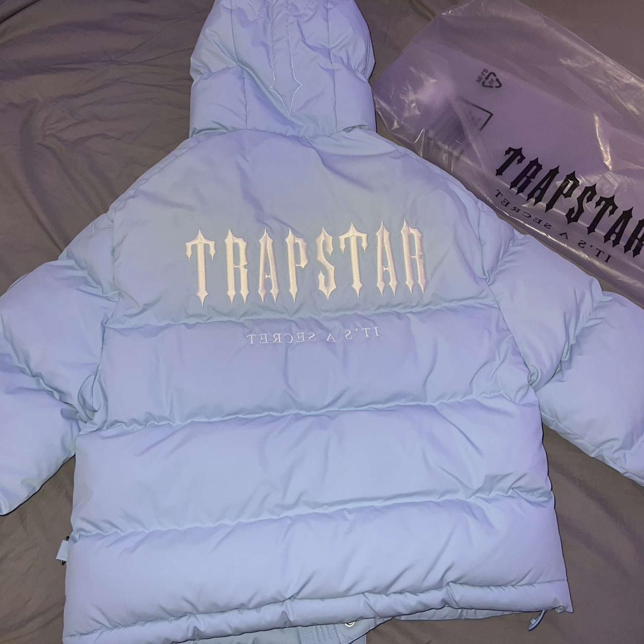 Trapstar Decoded Hooded Puffer 2.0 in Ice Blue UK... - Depop