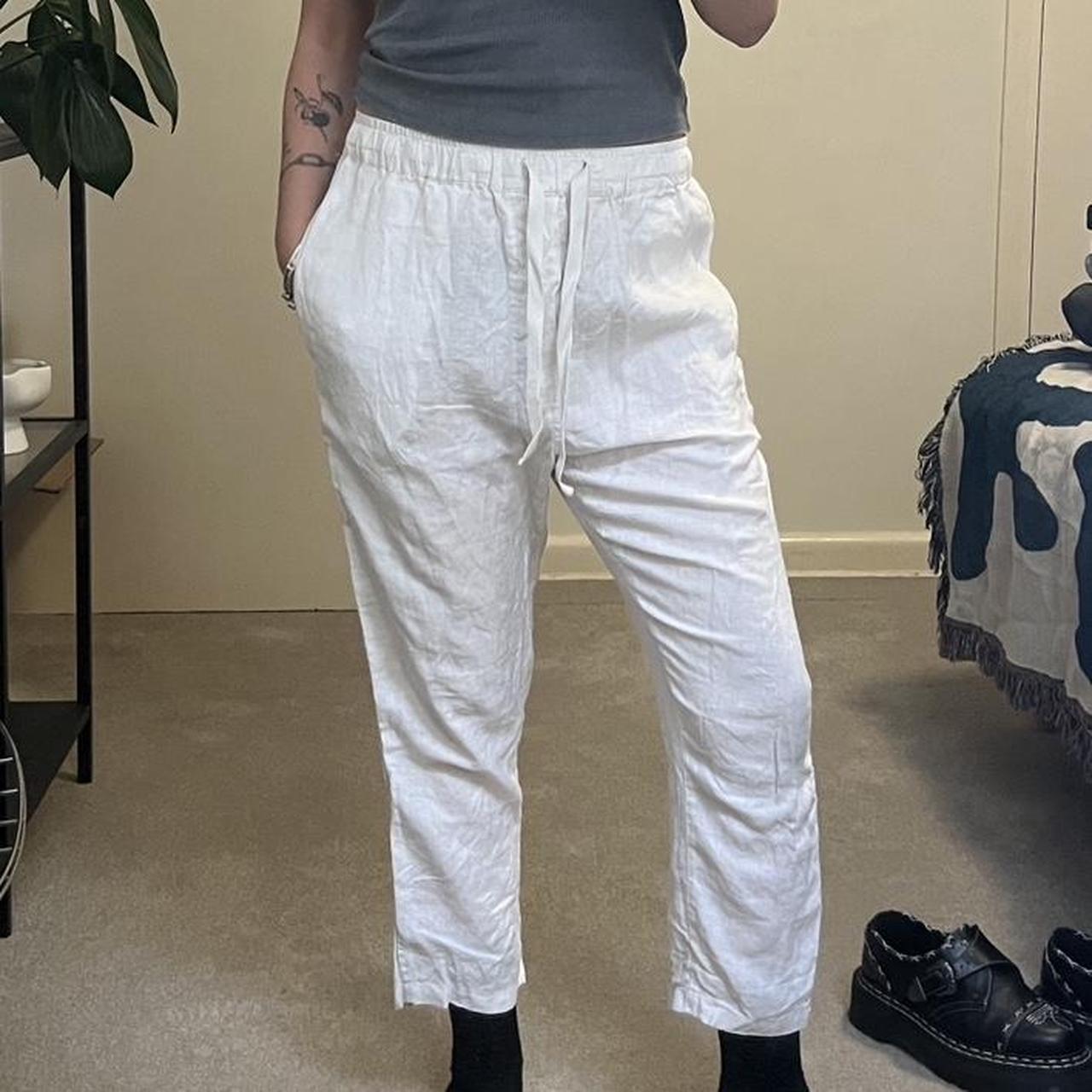 Assembly Label white linen pants Size 8 - Depop