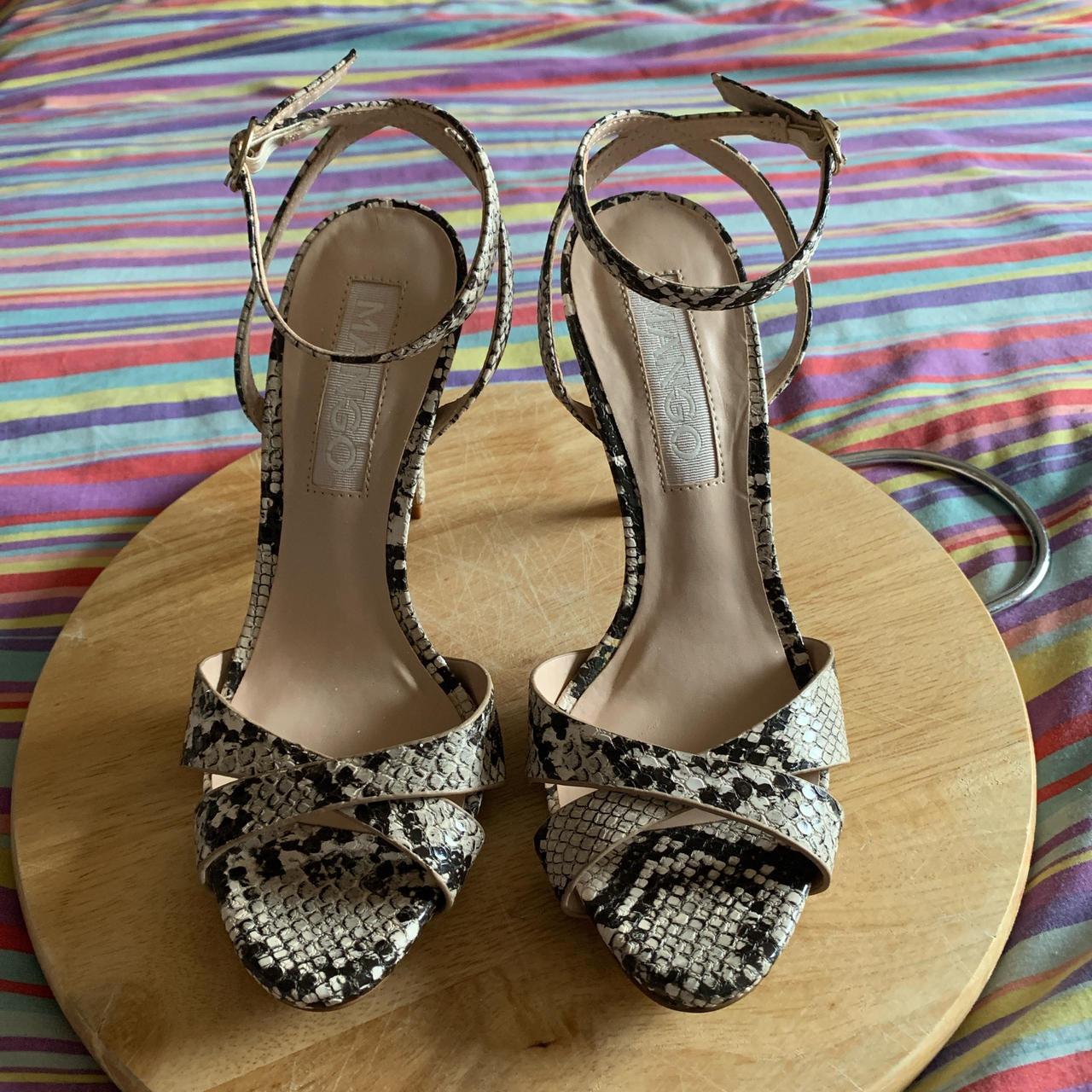 Gorgeous Mango snake skin sandals with cross over... - Depop