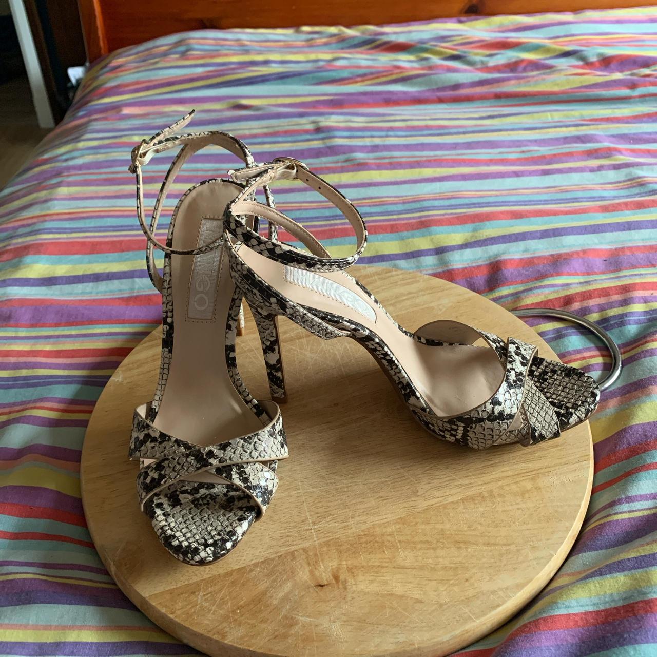 Gorgeous Mango snake skin sandals with cross over... - Depop