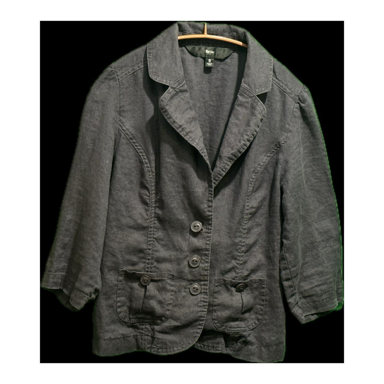 MOSSIMO Cropped 3-Button, 3/4 Sleeve Linen Blazer... - Depop