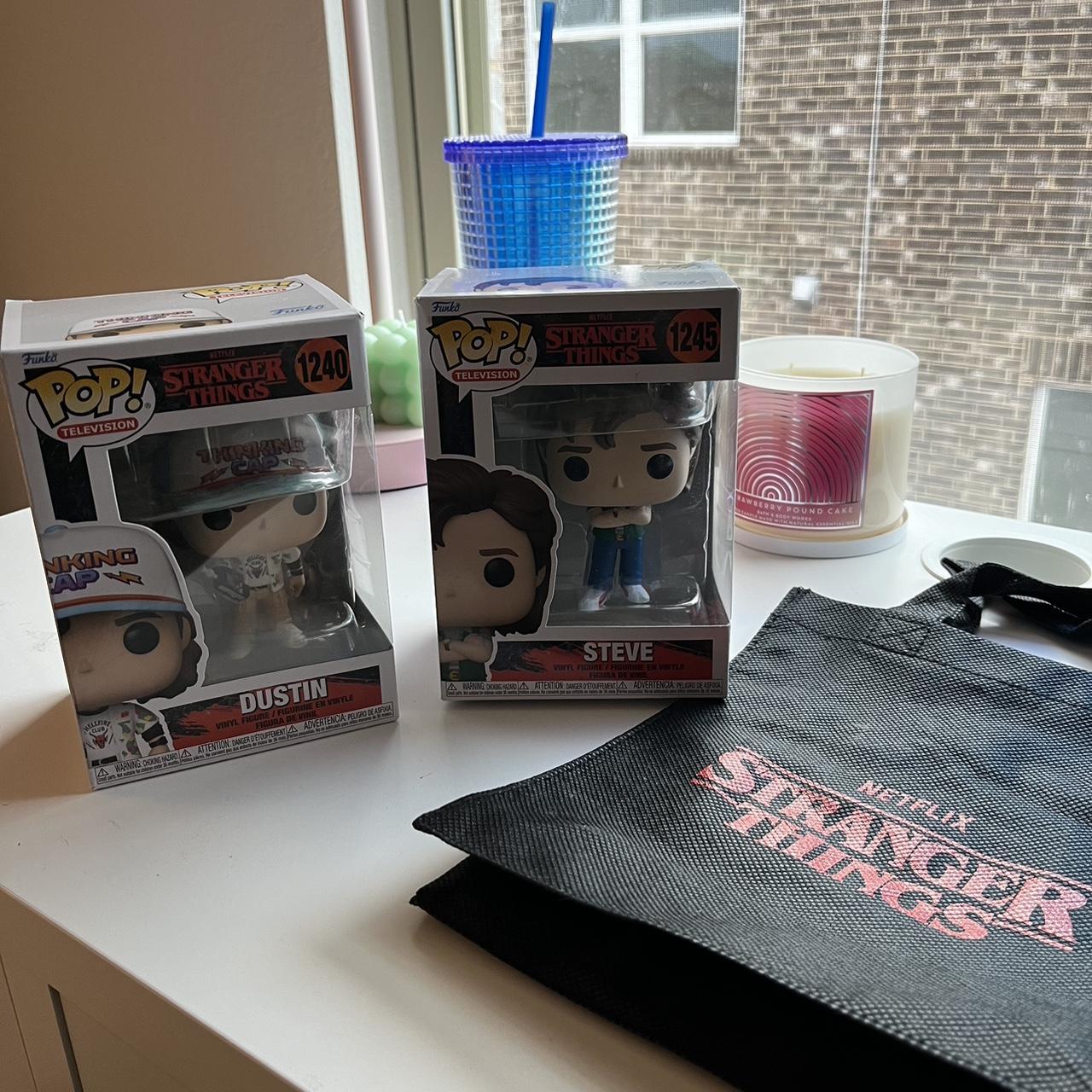 Stranger things funko pop Dustin (1240) and Steve... - Depop