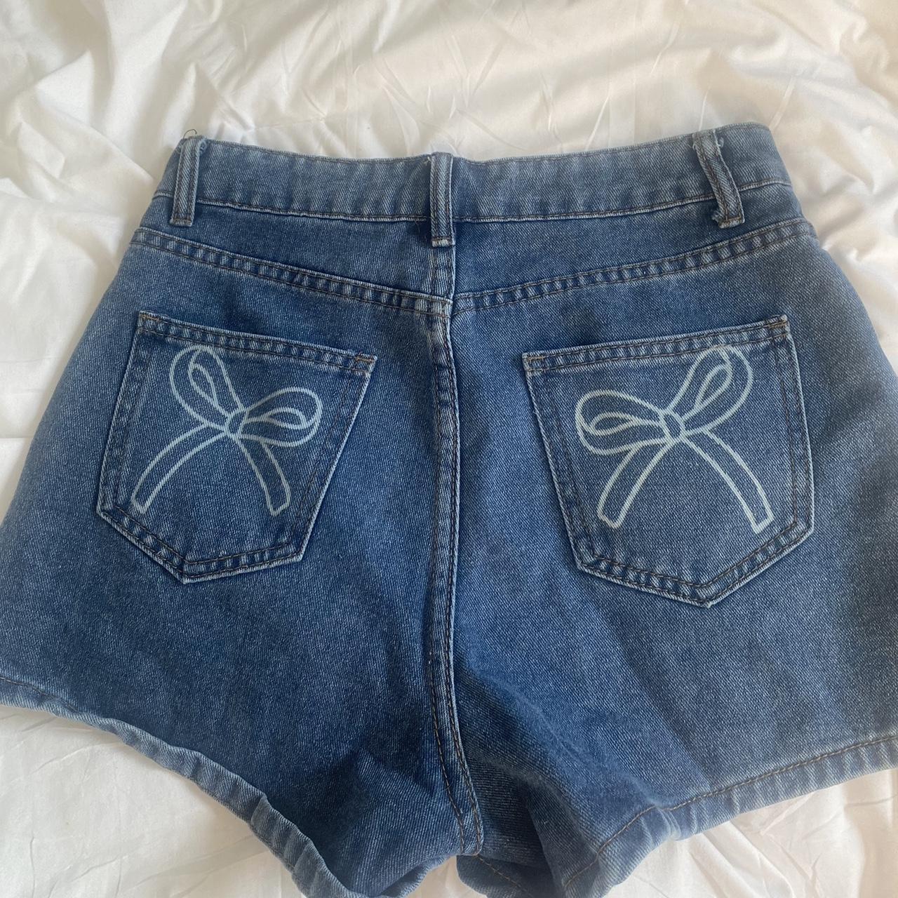Jorts with bow design on back pockets. Never... | Depop