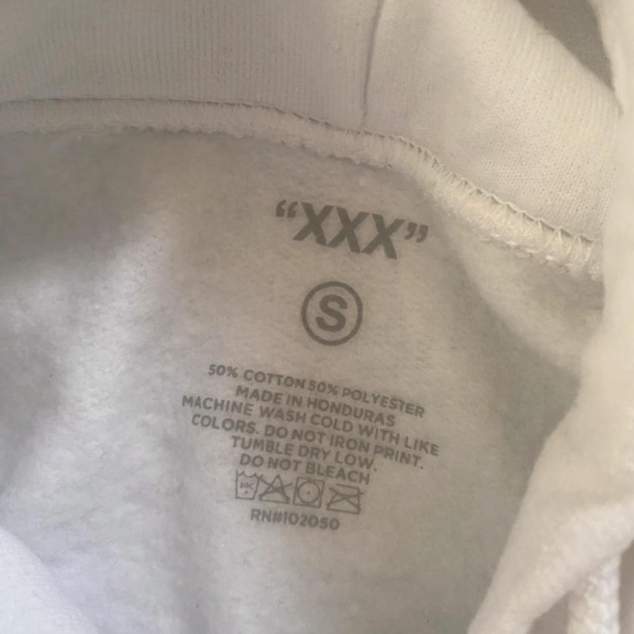 Official xxxtentacion merch hoodie in white Size small - Depop