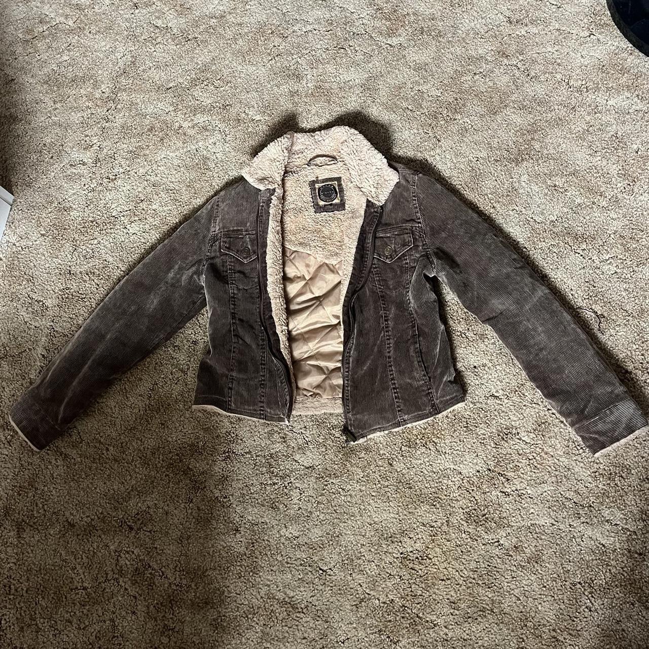 Giacca brown corduroy fur jacket five star... | Depop