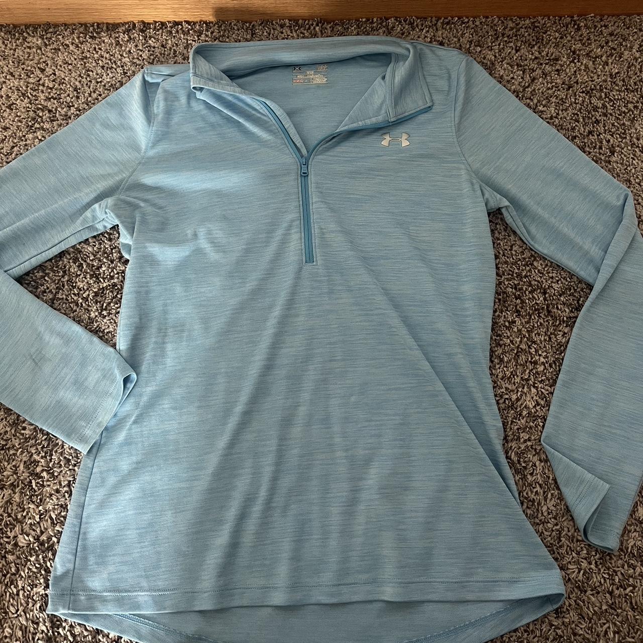 blue under amour long sleeve quarter zip - Depop