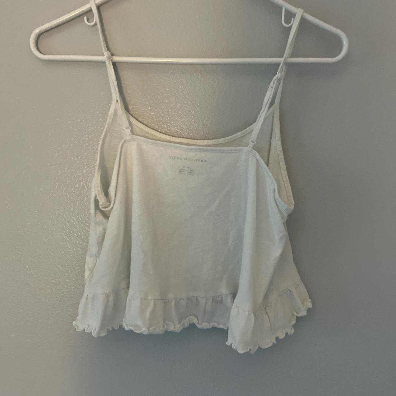 American eagle white cropped tank top- size S - Depop