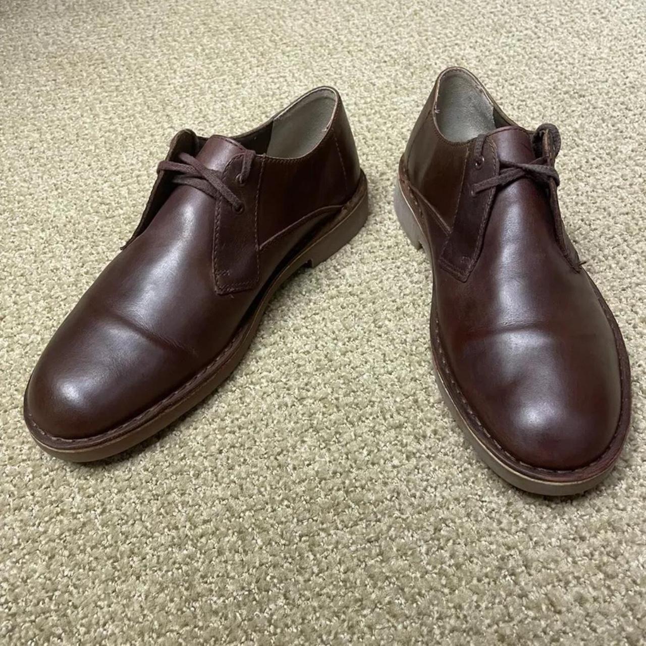Clarks Mens Bushacre Brown Leather Desert Boots Size... - Depop