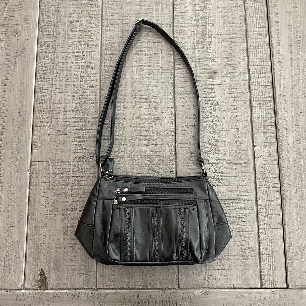 vintage bag, black with 5 different pockets,... - Depop