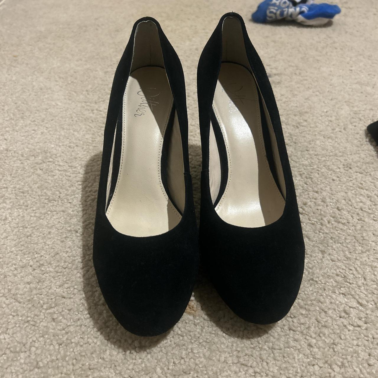 Wittner size 36 black velvet heels only worn inside... - Depop