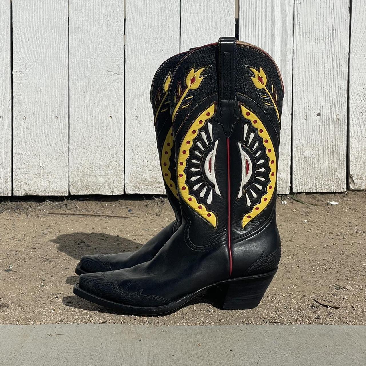 Heritage Boot Co. black leather cowboy boots with... - Depop